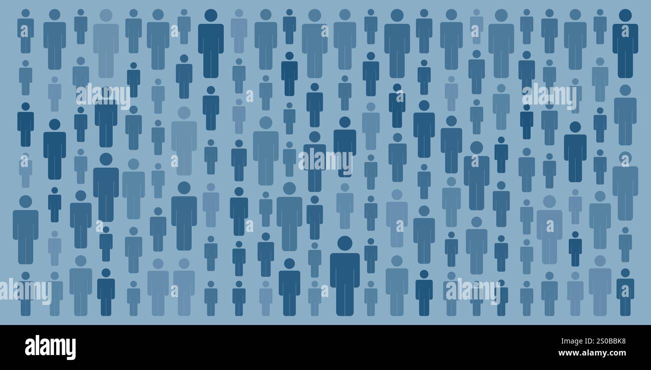 Lots Standing Figures in Various Sizes and Color Shades of Blue - Wide ...