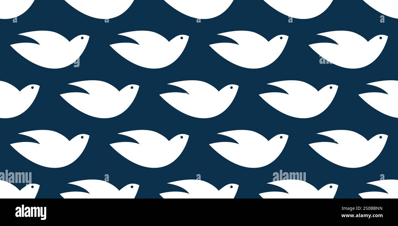 Lots of Modern Style Simple Bird Shapes, White Peace Pigeons - Pattern ...