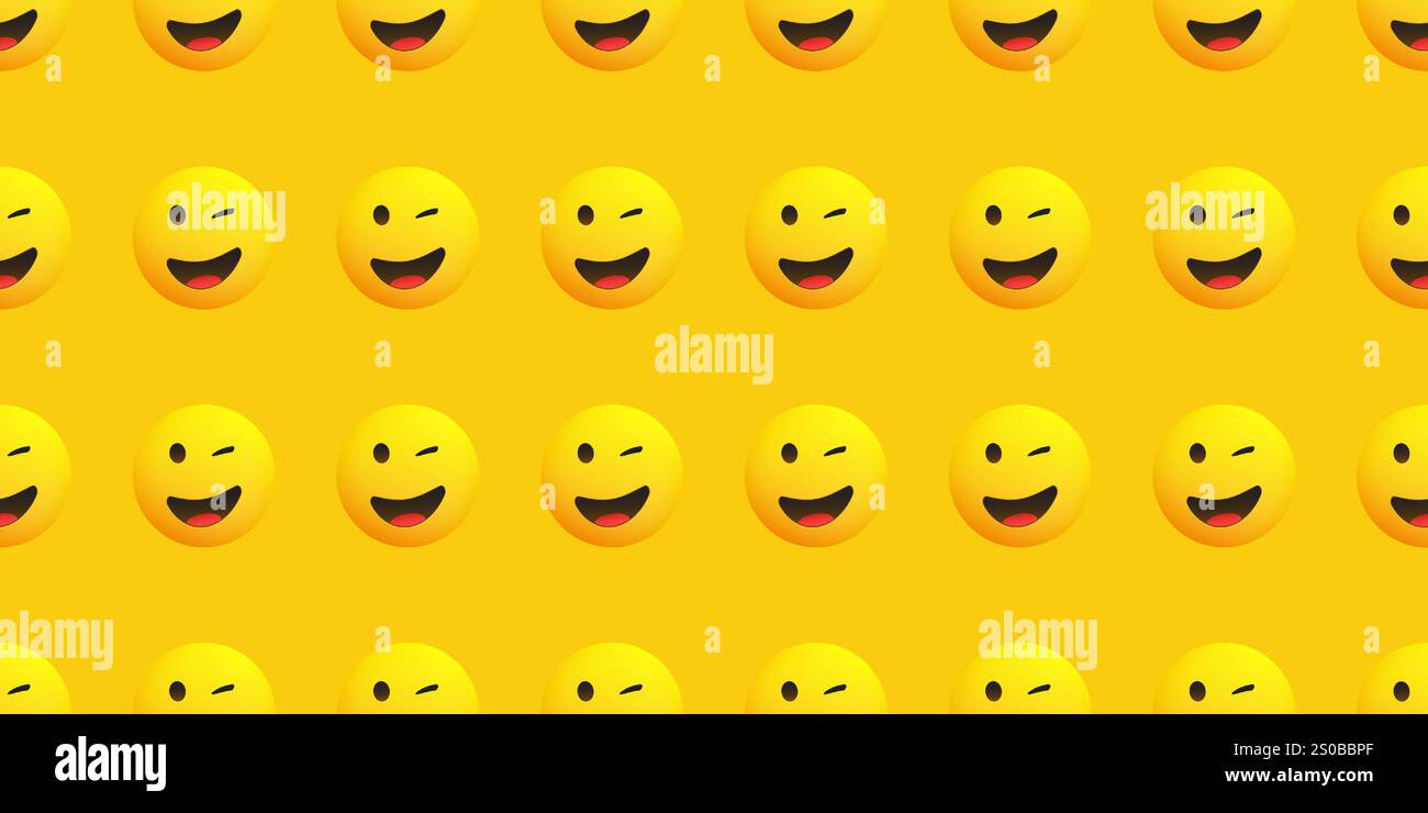 Lots of Yellow Winking, Smiling Faces - Seamless Emoji, Emoticon ...