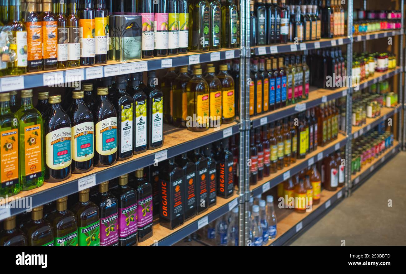 Different types and brands of olive oil and other type of cooking oil ...