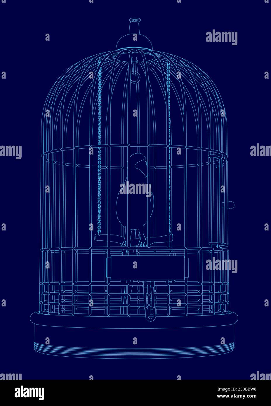 Bird is sitting in a cage. The cage is blue Stock Vector Image & Art ...
