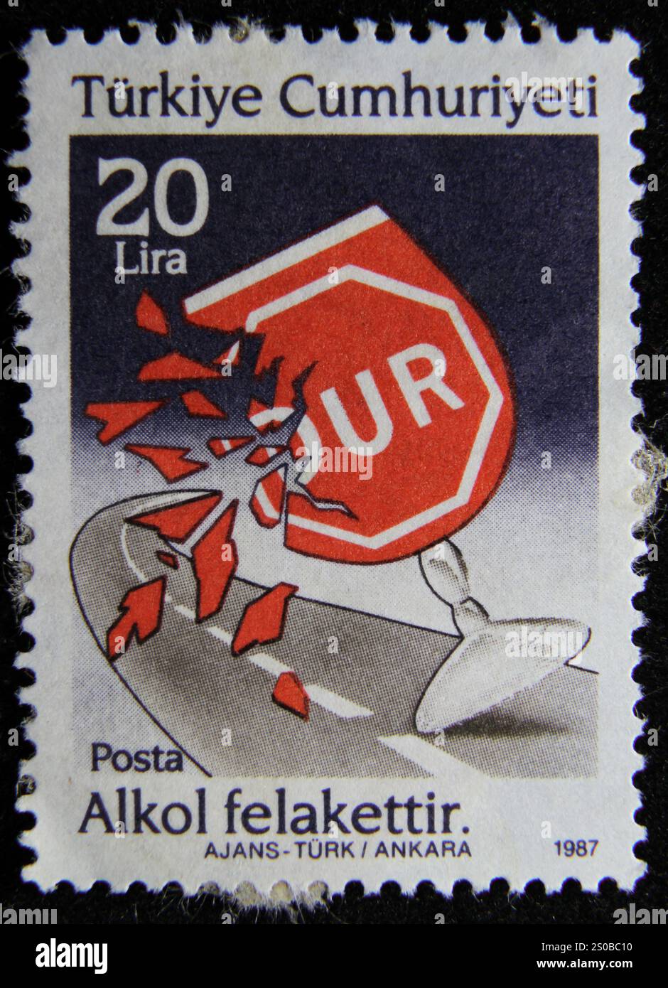 ISTANBUL, TURKEY - DECEMBER 27, 2020: Turkish stamp shows Road Safety ...