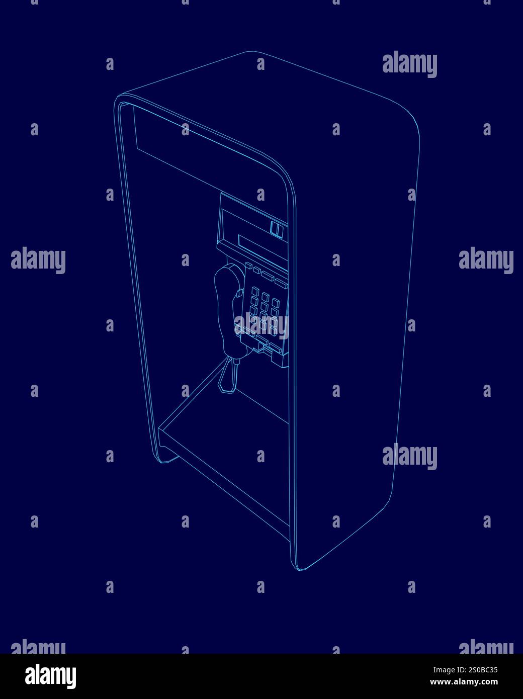 Blue phone booth with a phone inside. The booth is empty Stock Vector ...