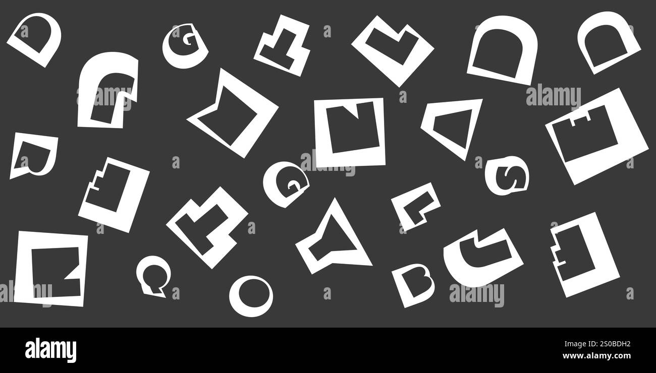 Various Black and White Randomly Placed, Sized and Oriented Art Deco ...