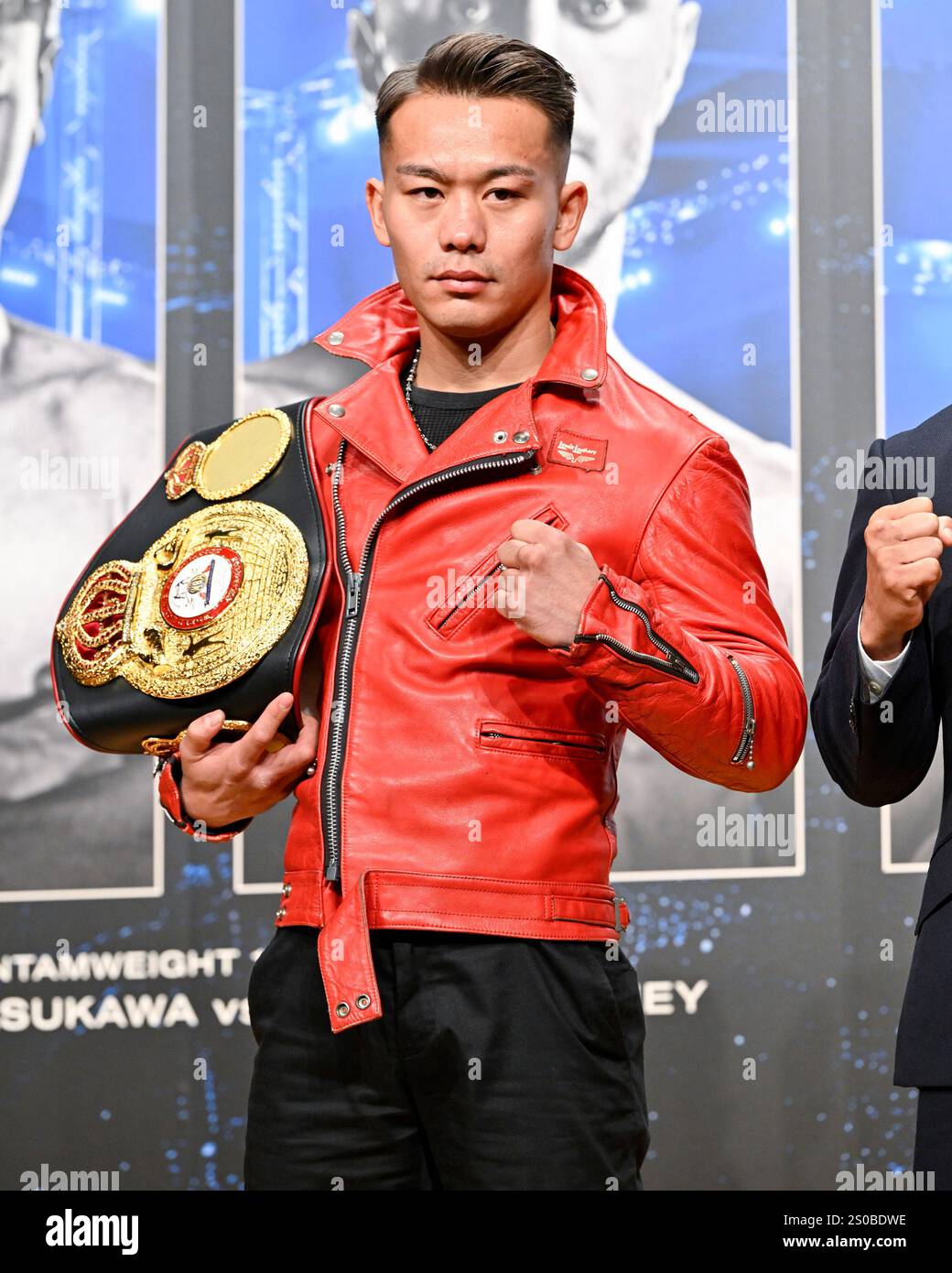 Seiya Tsutsumi, WBA bantamweight champion of Japan attends a press conference of Prime Video ...