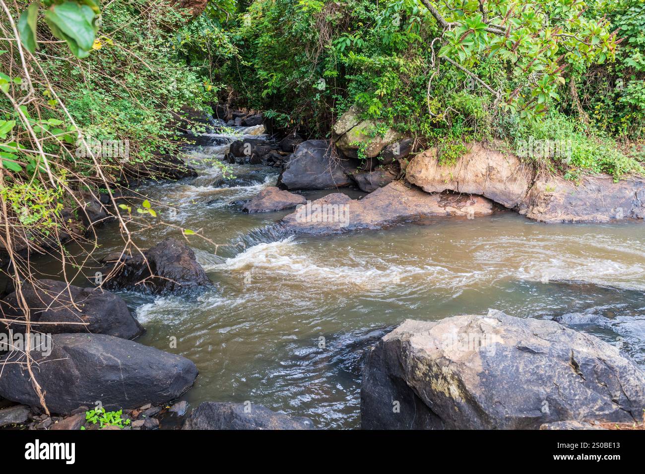 Wild river and waterfall along the great rift valley in Kenya Stock ...