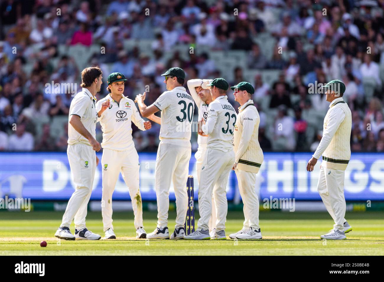 Melbourne, Australia, 27 December, 2024. Pat Cummins of Australia takes ...