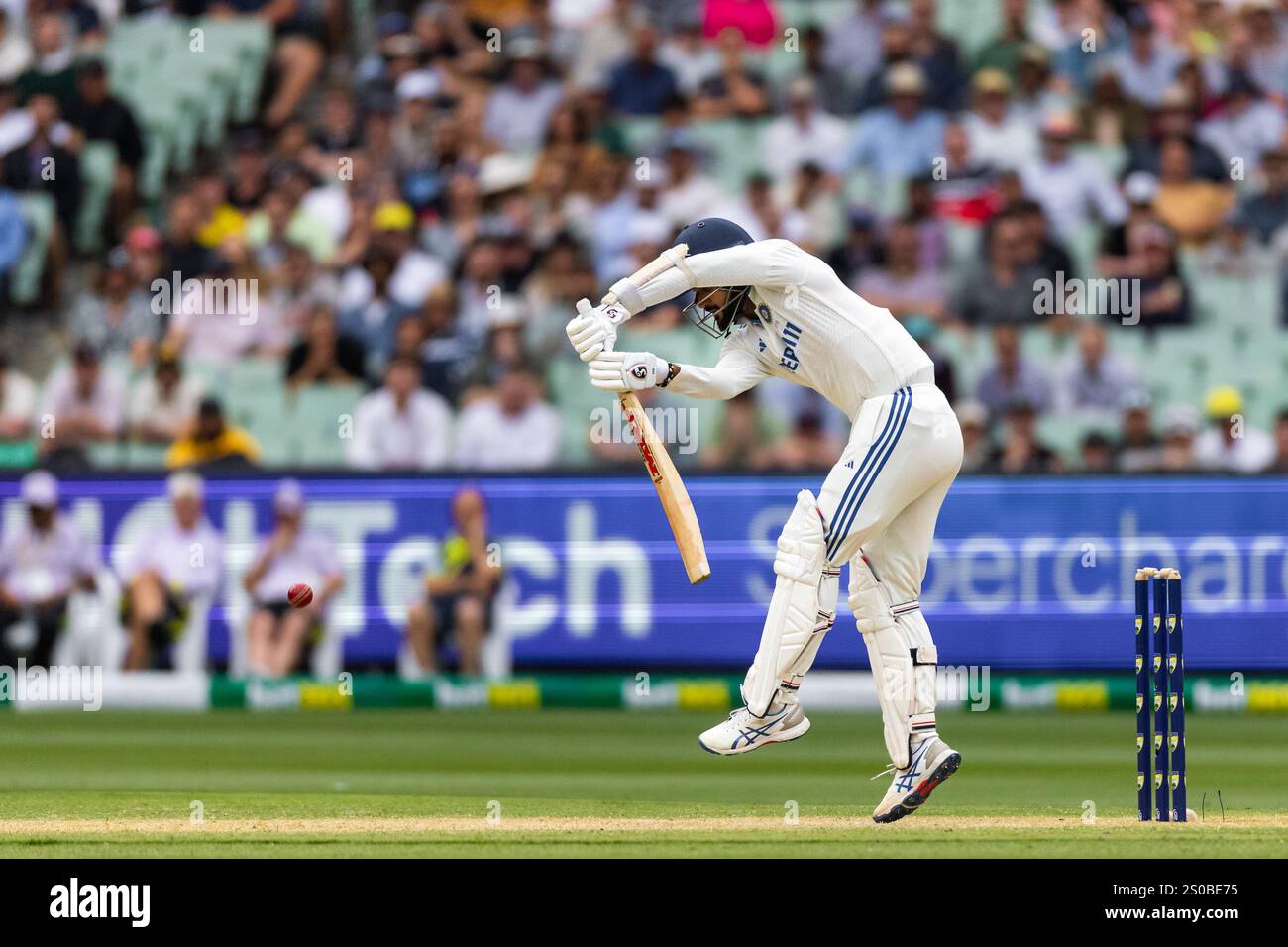 Melbourne, Australia, 27 December, 2024. Akash Deep of India plays a ...