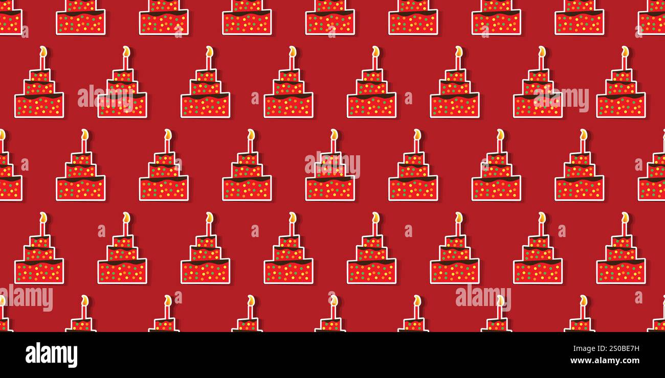 Rows of Birthday Paper Cut Cakes - Seamless Texture - Vector Background ...