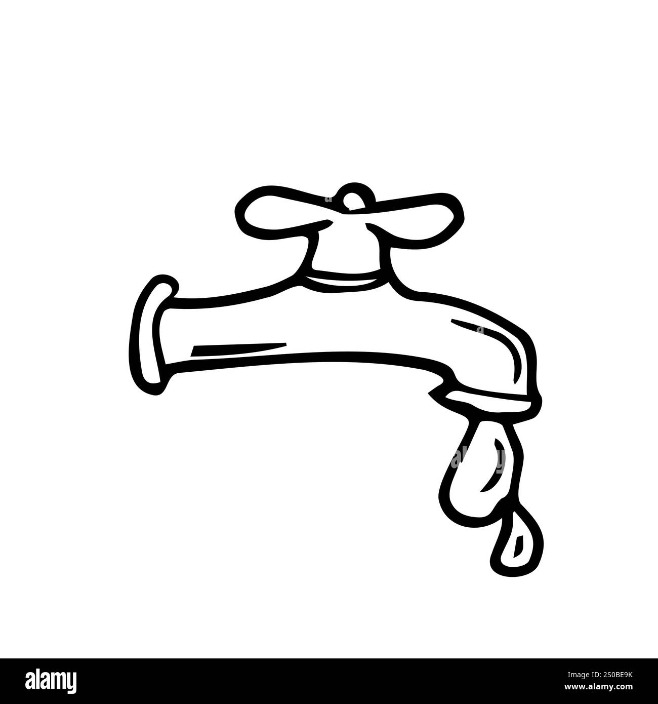 Doodle Faucet Icon. Vector water tap sketch. Isolated Stock Vector ...