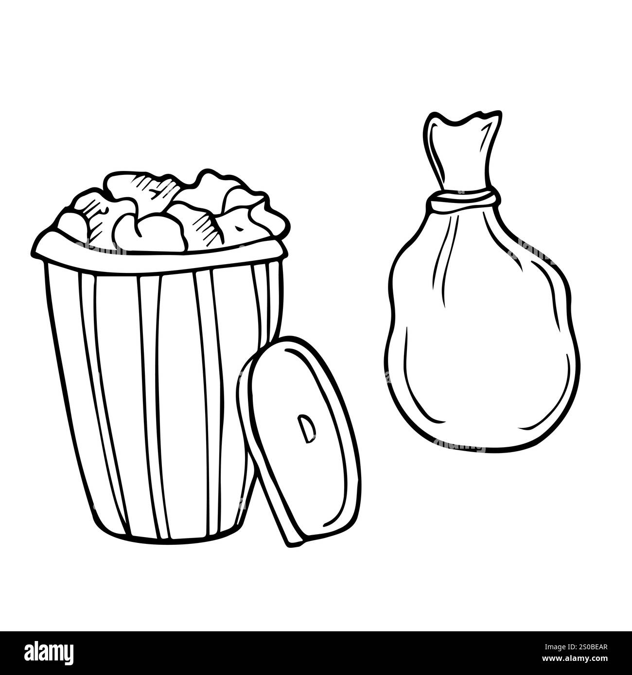 Doodle style trash can sketch in vector format. Set includes garbage ...