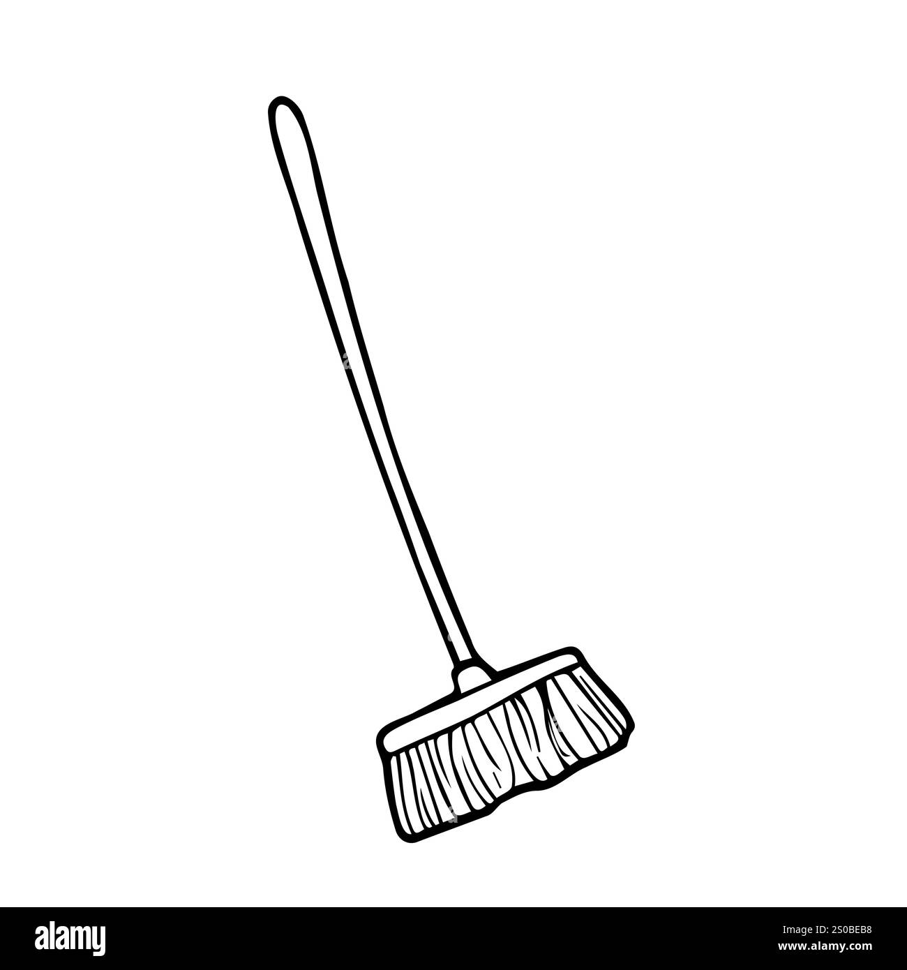 Doodle sweeping Broom icon. Vector broom sketch. Isolated Stock Vector ...