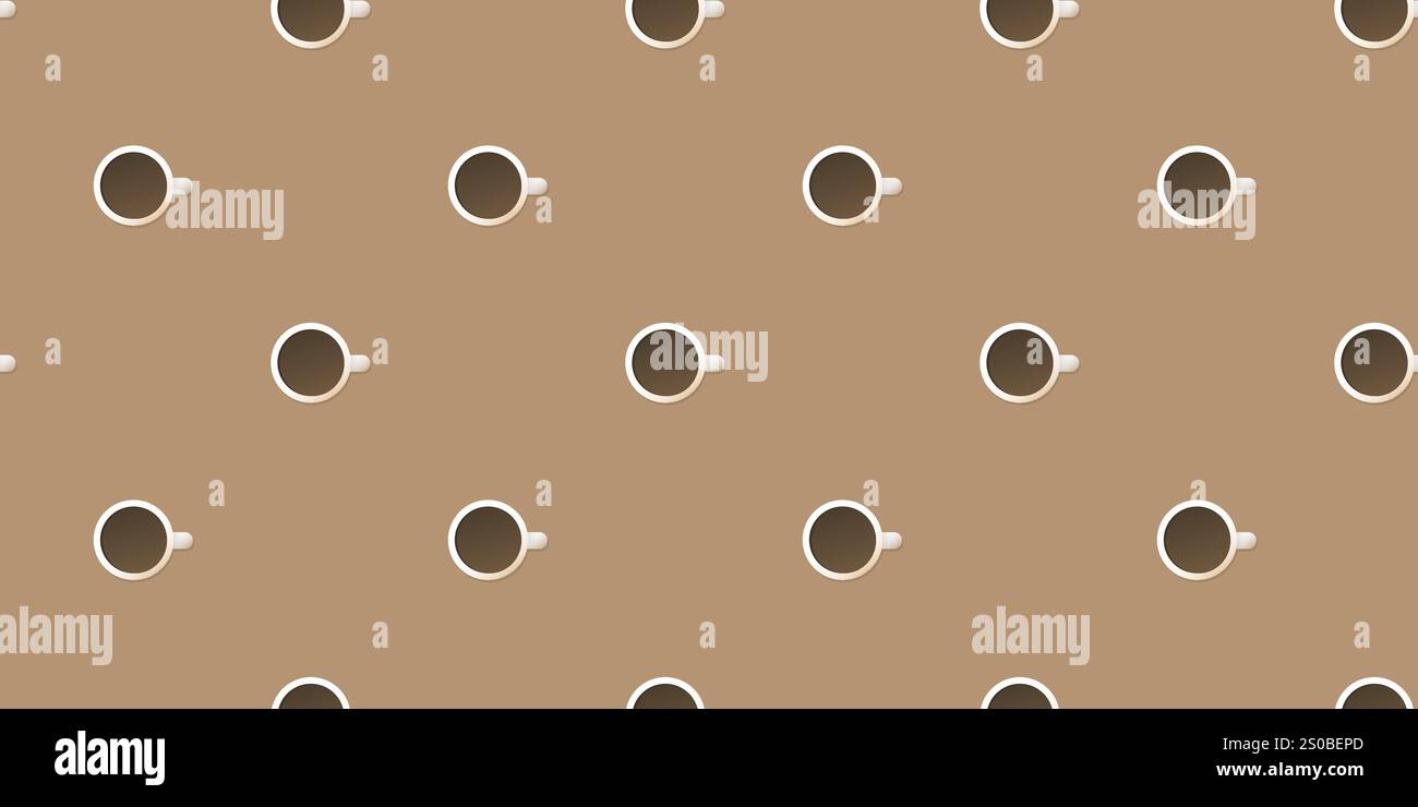Seamless Coffee Cup Icons Pattern on Wide Scale Brown Background ...