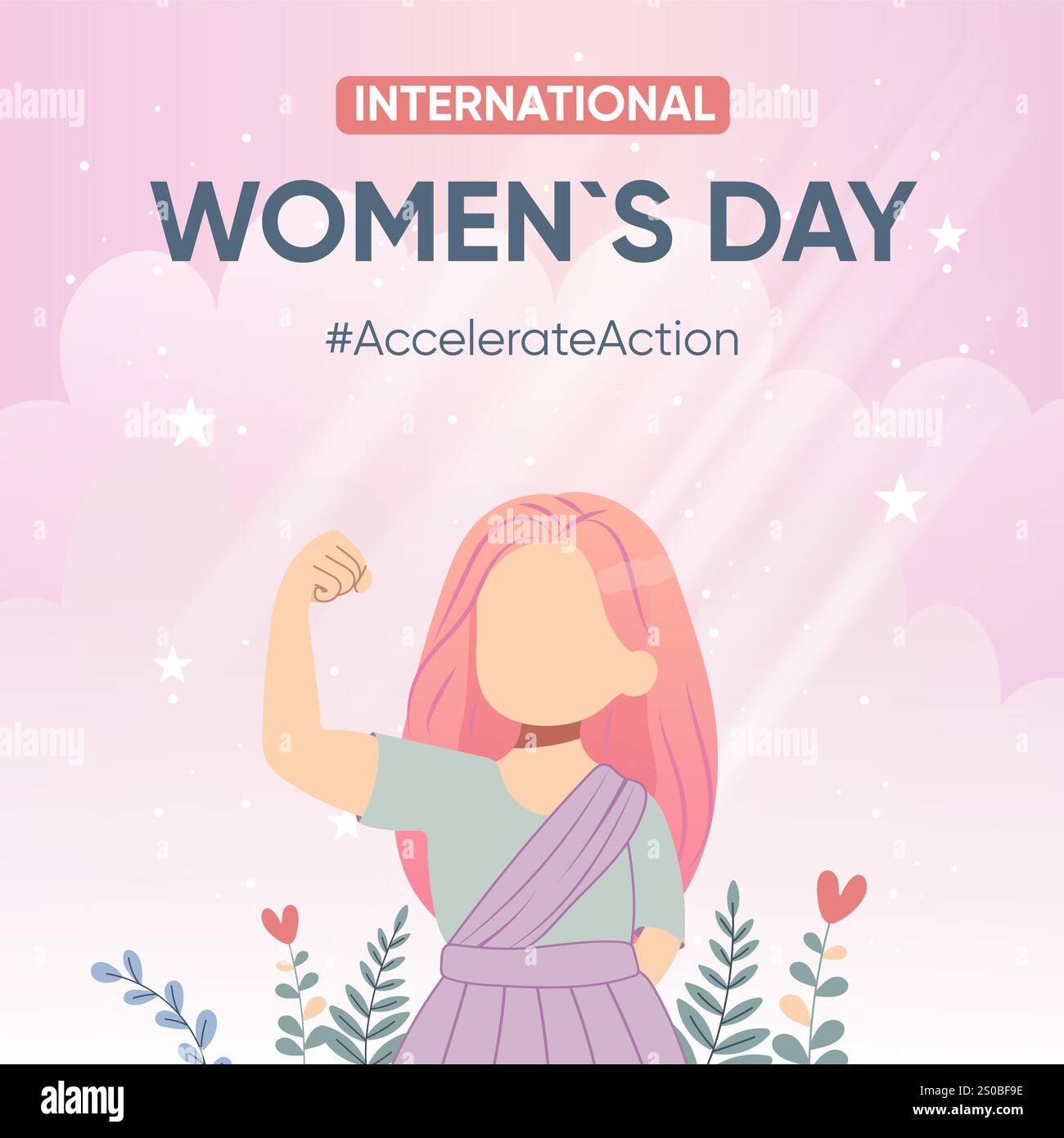 Simple postcard, banner, poster girls show biceps, accelerate action ...