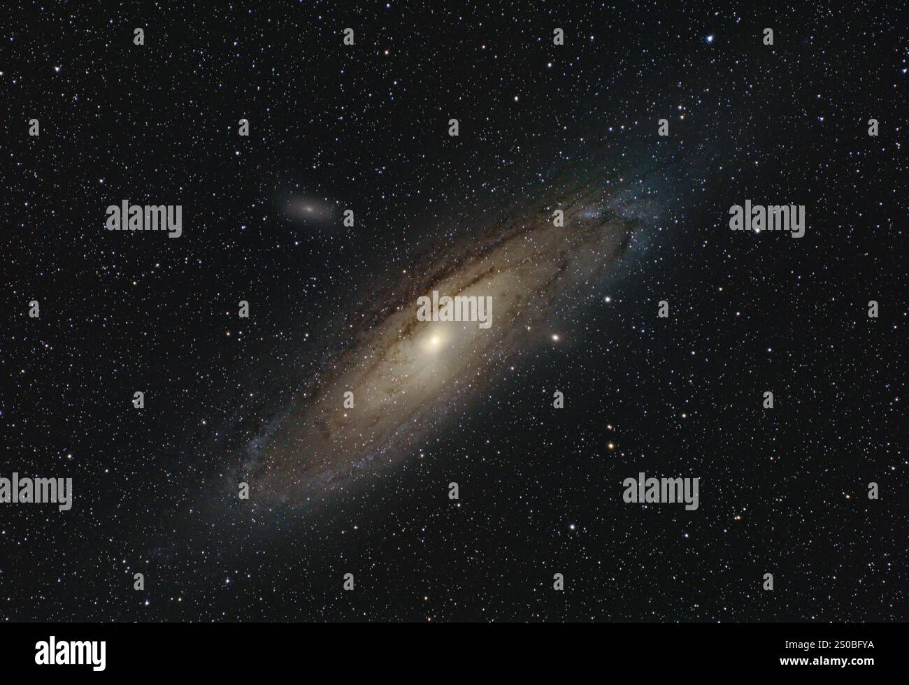 Andromeda Galaxy (M31) and the sattelite galaxy M32 seen from Northern Hemisphere Stock Photo ...