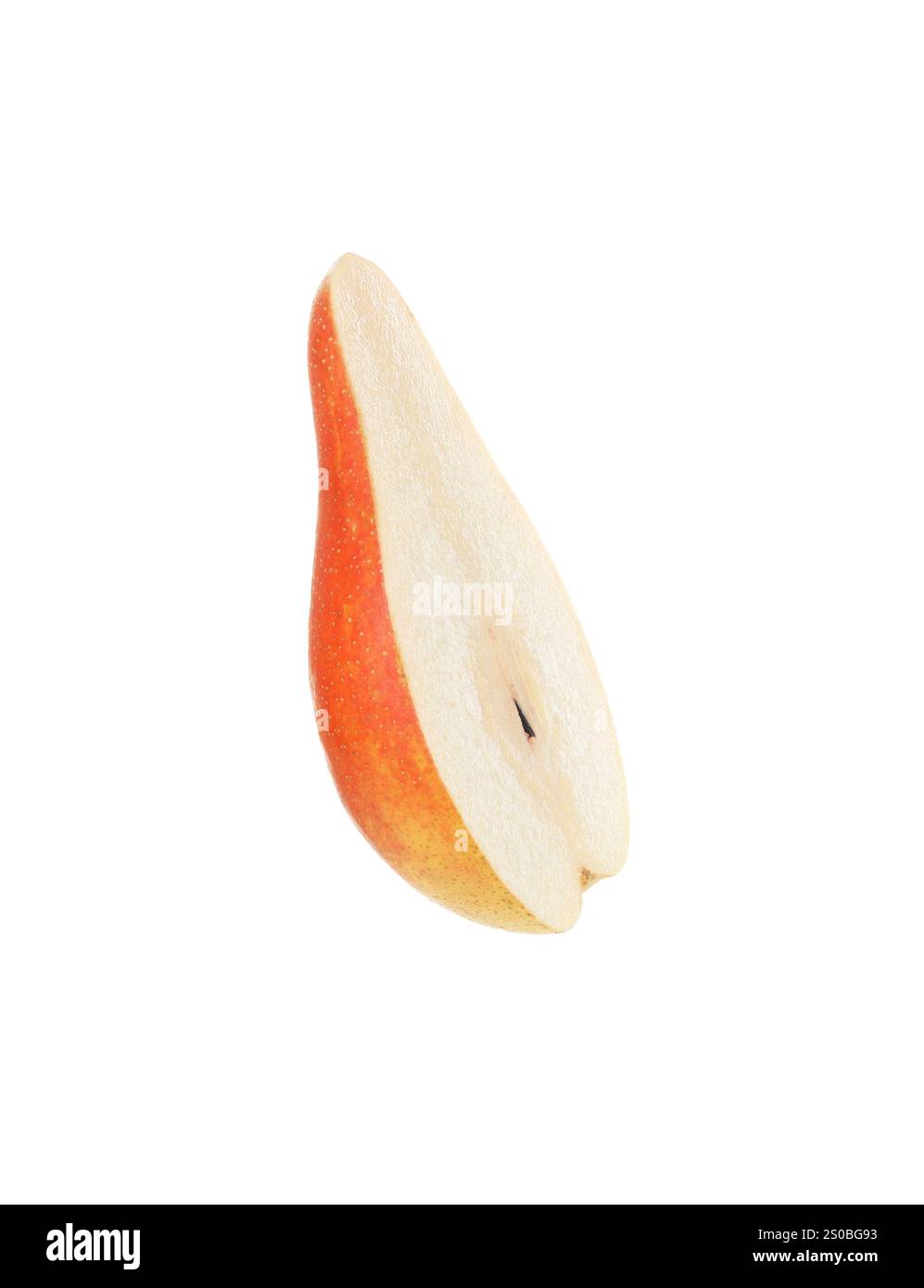 Half of ripe pear isolated on white Stock Photo - Alamy