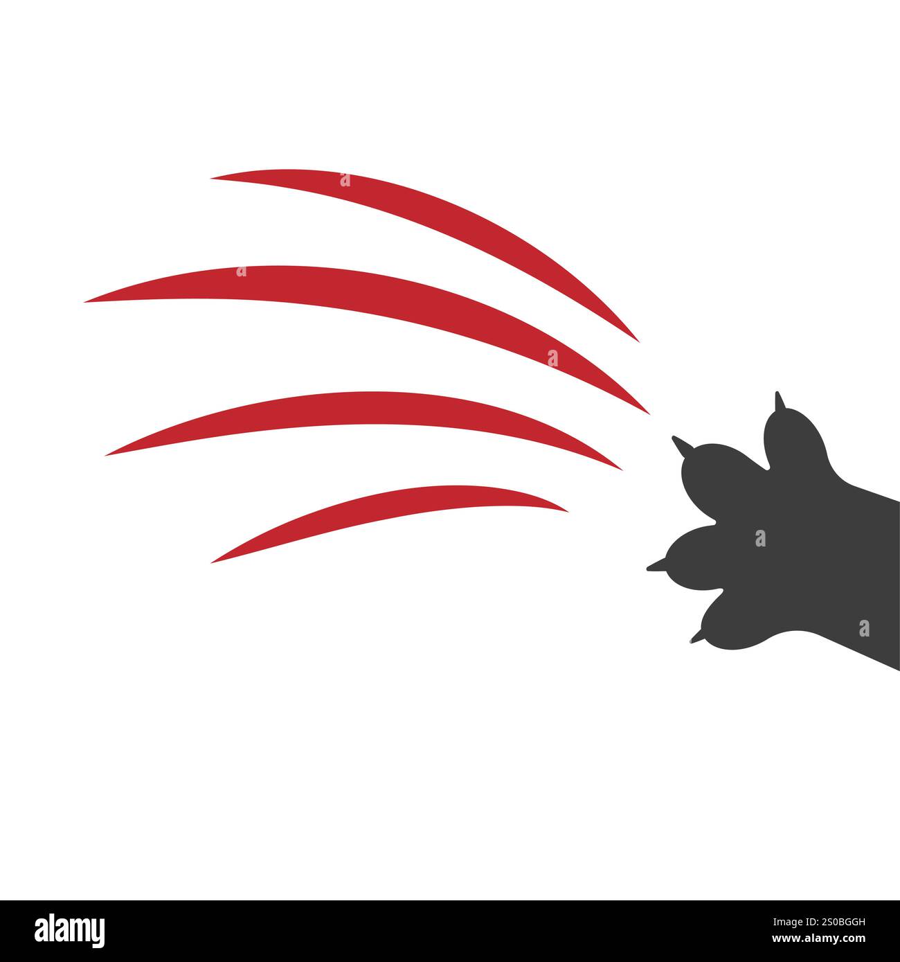 Cat scratch. Red bloody animal claw mark isolated on white background ...