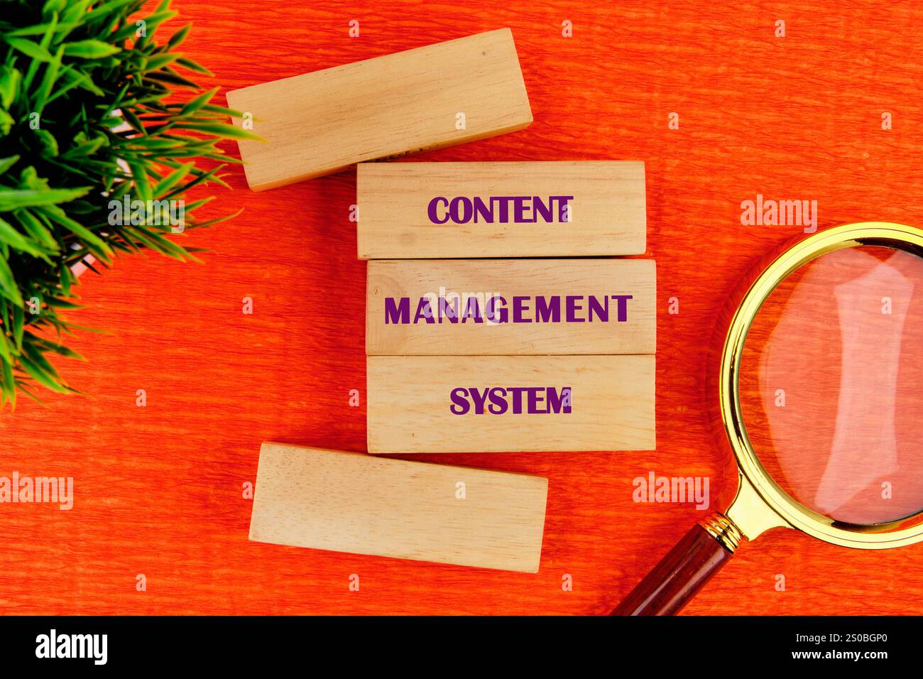 Wooden blocks arranged to spell Content Management System sit on an ...