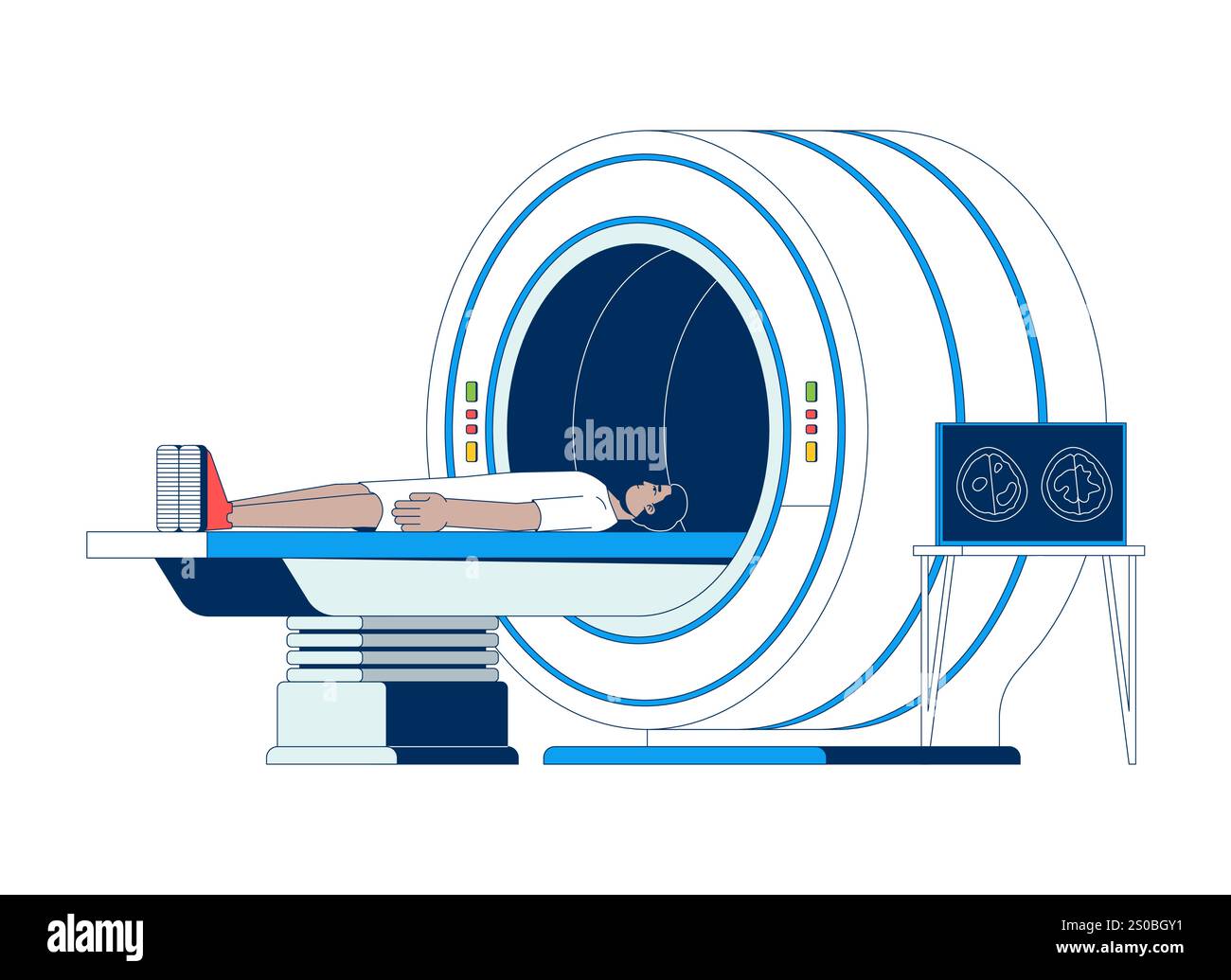 Indian male patient undergoing MRI scan 2D cartoon character Stock ...