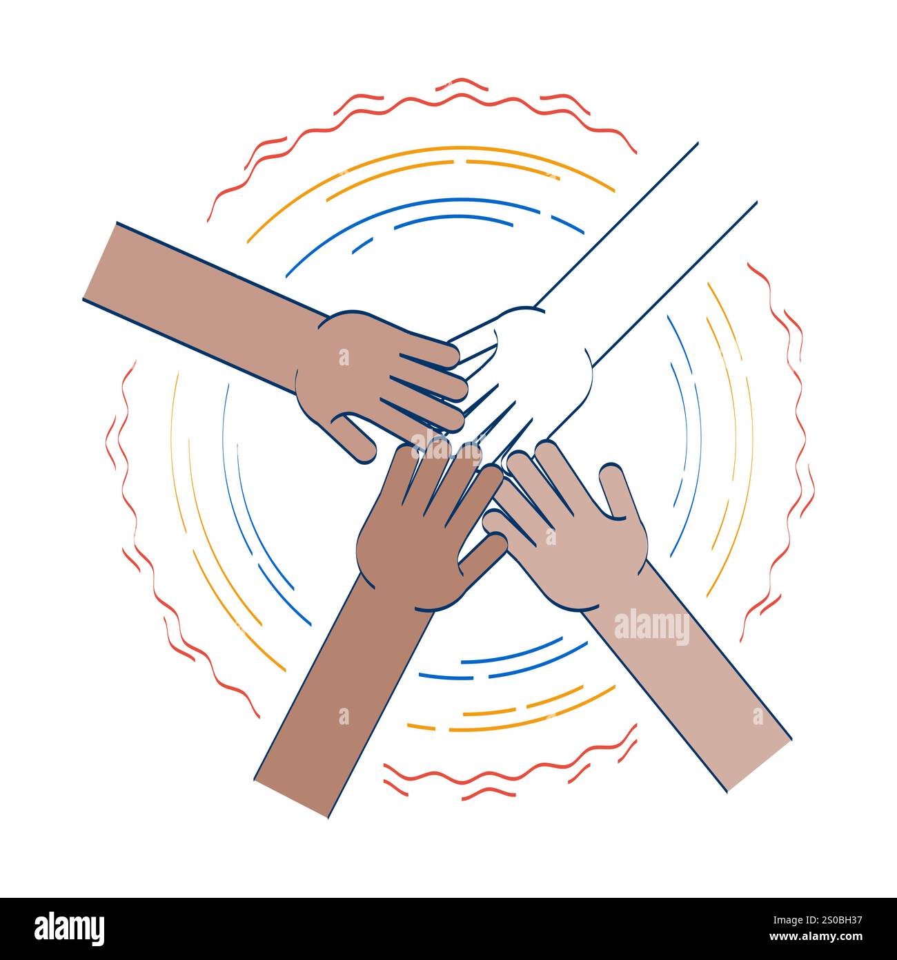 Diverse hands in unity circle doodle illustration concept Stock Vector ...