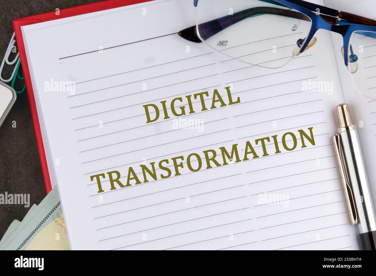 Big data and networking concept. DIGITAL TRANSFORMATION it is written ...