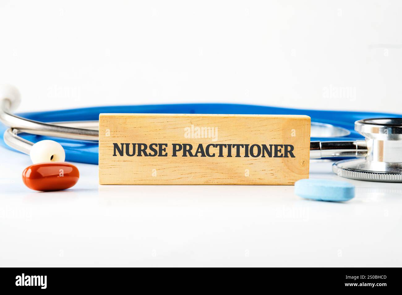Nurse practitioner sign is prominently placed alongside a stethoscope ...