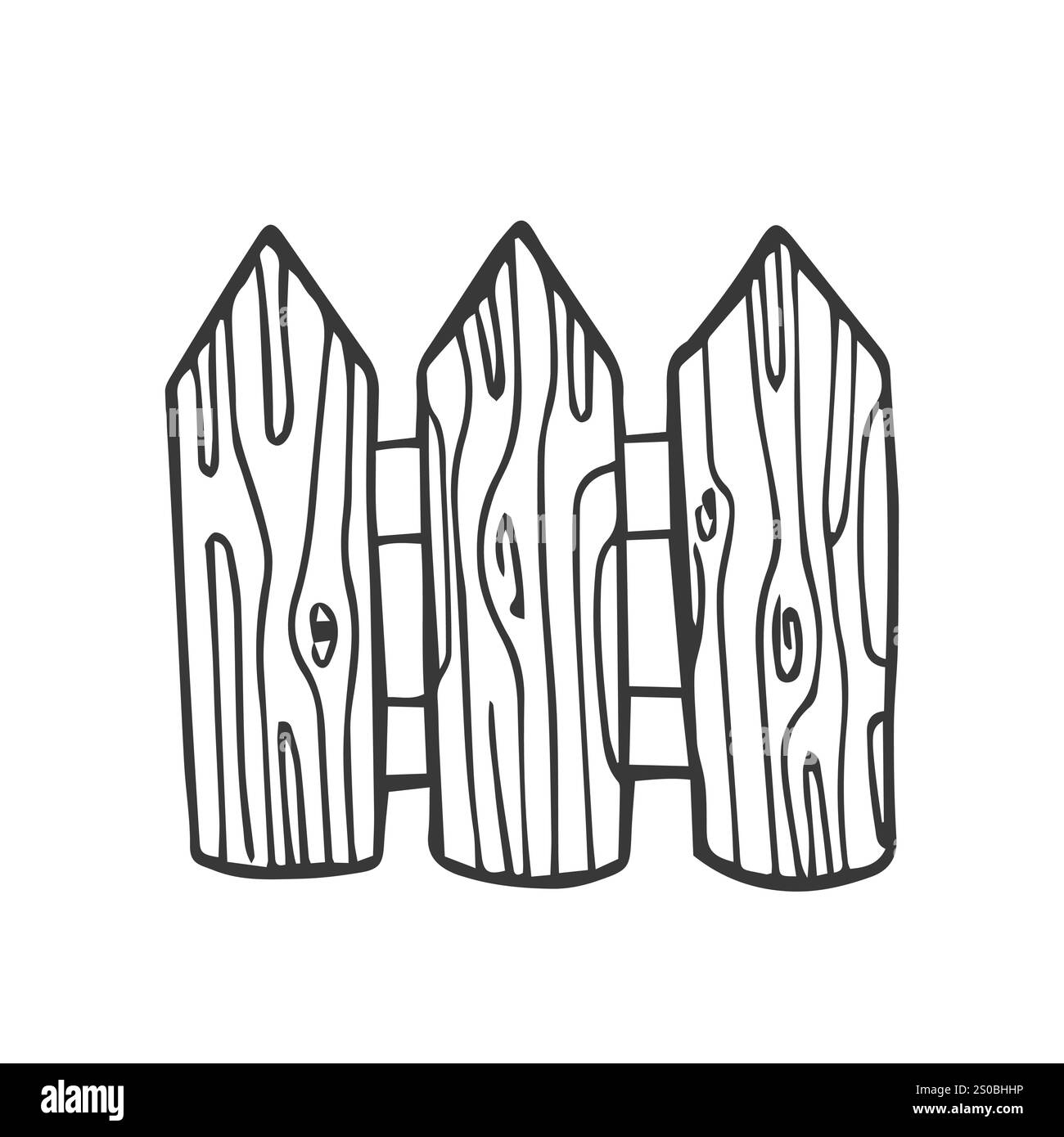 Wooden fence hand drawn vector doodle illustration. Cartoon wooden ...
