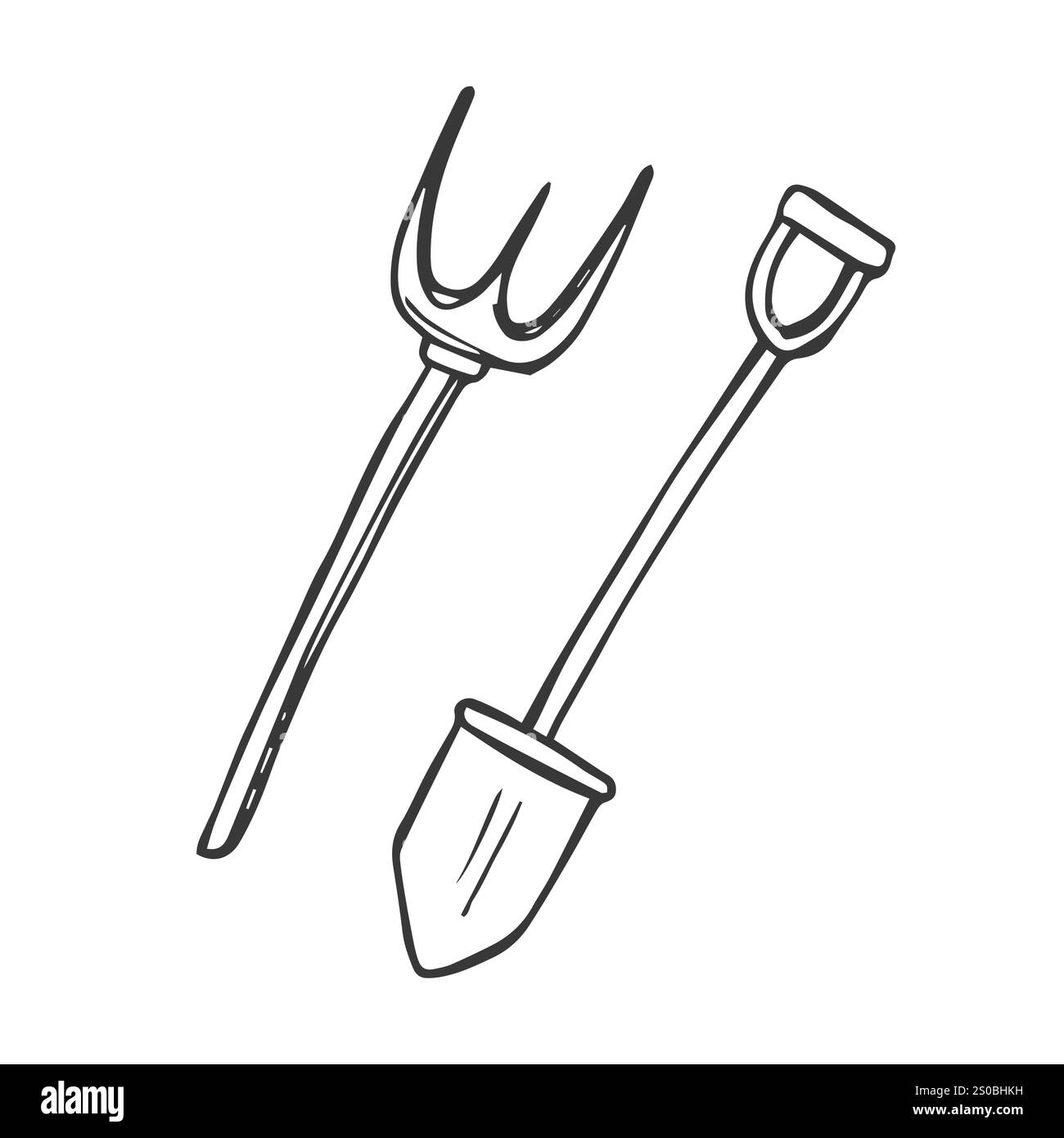 Vector set of different garden tools. Shovels, pitchforks, garden ...