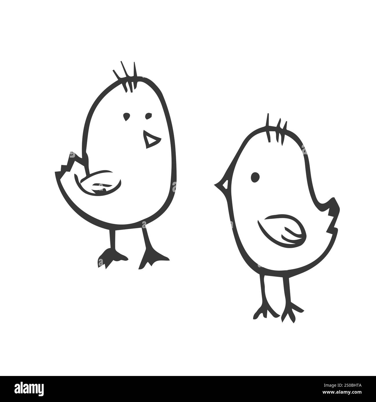 Hand drawn cute chickens set. Doodle sketch style. Funny domestic birds ...