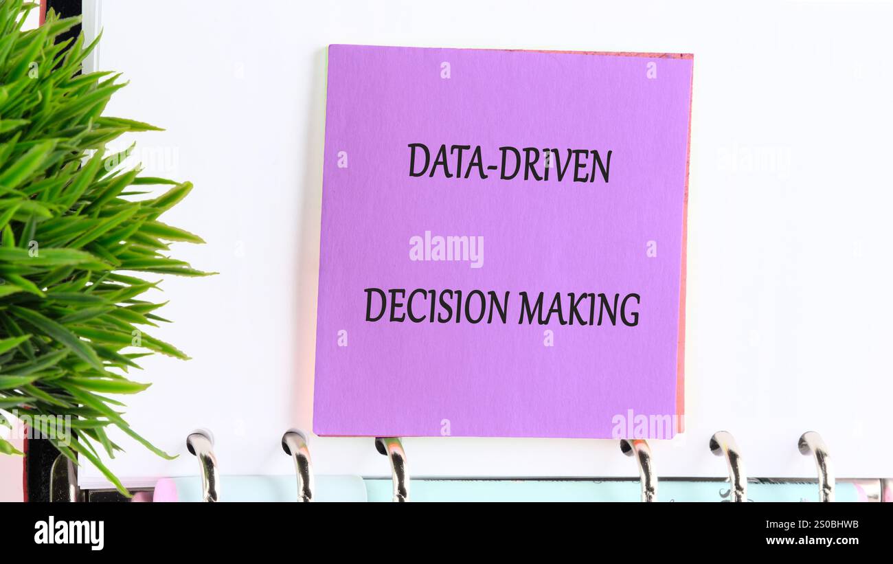 A notepad page highlights the concept of data-driven decision making, emphasizing the importance ...