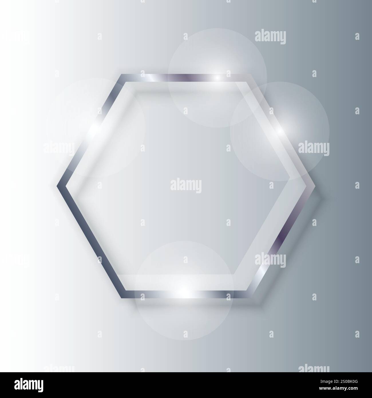 Glass hexagon frame icon in flat style. Mirror panel vector ...