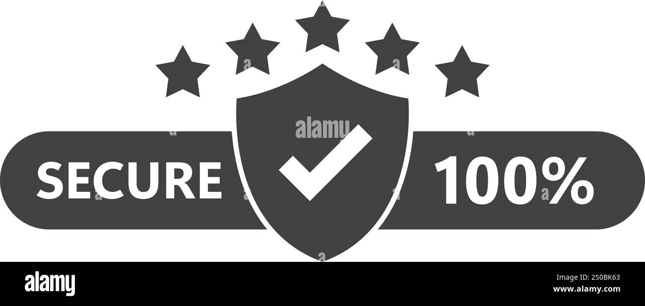 100% secure icon in flat style. Privacy guarantee vector illustration ...