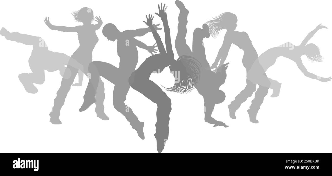 Dancers Silhouette Street Dance Poses Silhouettes Stock Vector Image ...