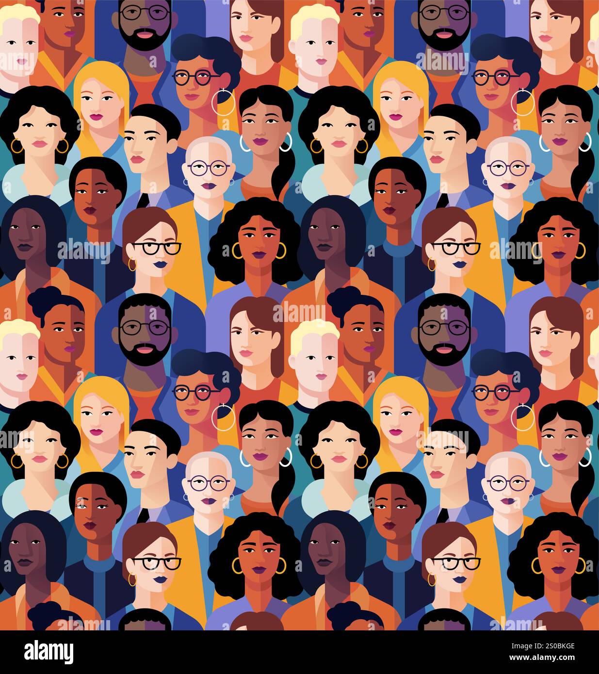 People Group Crowd Diversity Seamless Illustration Stock Vector Image ...