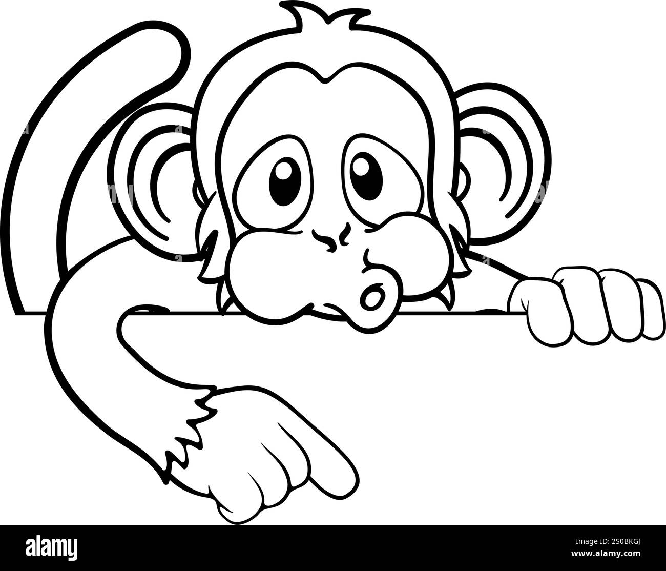 Monkey Cartoon Character Animal Pointing At Sign Stock Vector Image ...