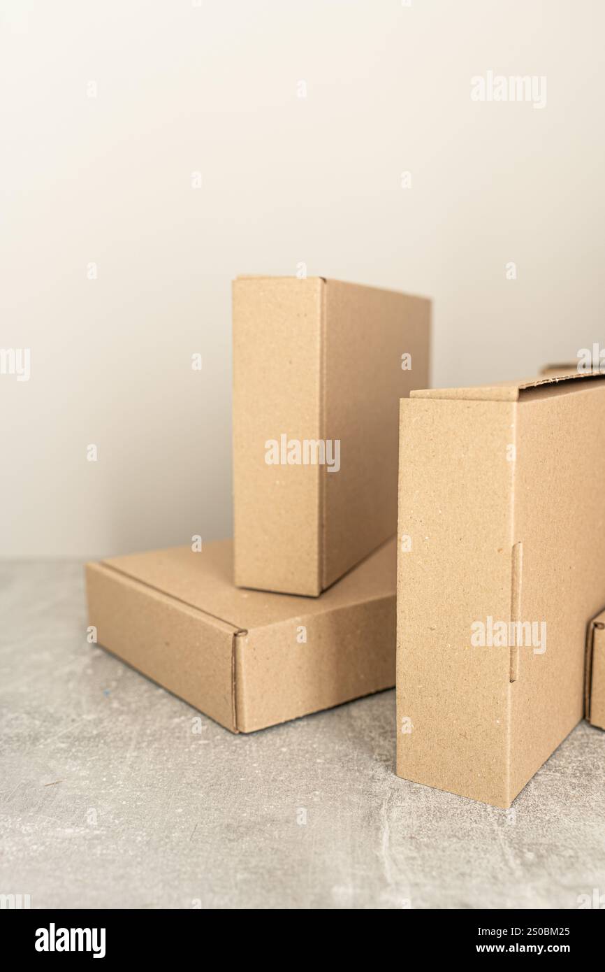Eco-friendly kraft cardboard boxes Stock Photo - Alamy
