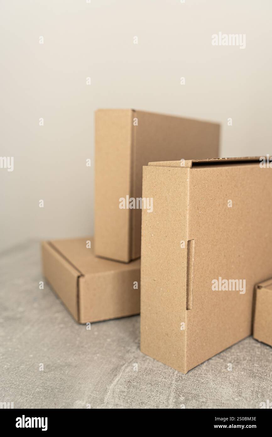 Eco-friendly kraft cardboard boxes Stock Photo - Alamy