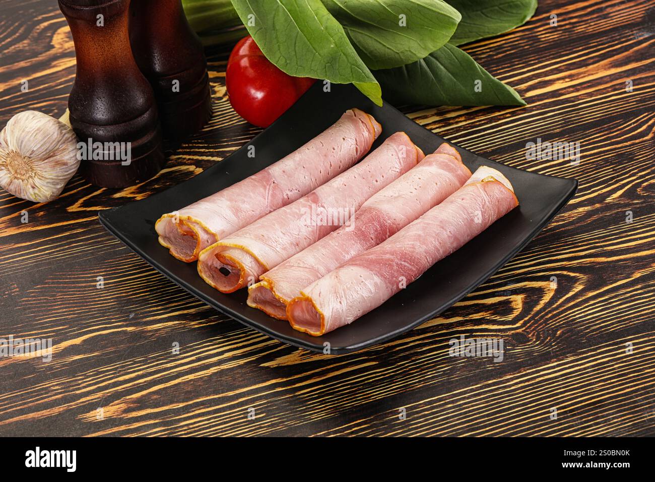 Italian sausage Prosciutto cotto ham appetizer Stock Photo - Alamy