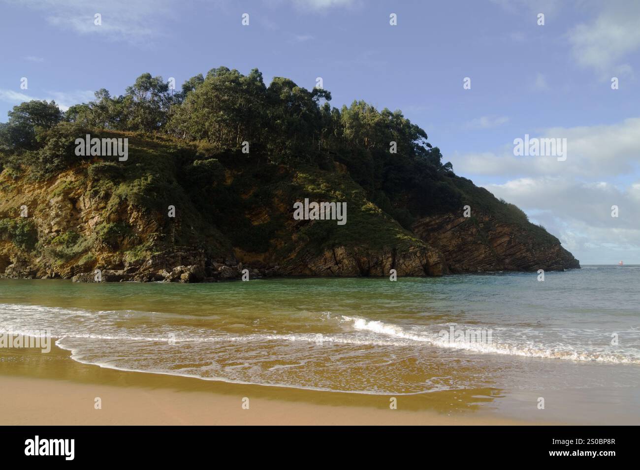 Basque Country, dark sand beach Playa de La Arena Biscayan between ...