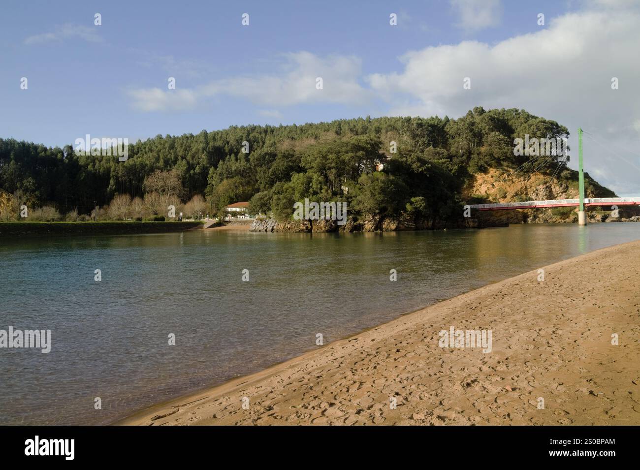 Basque Country, dark sand beach Playa de La Arena Biscayan between ...