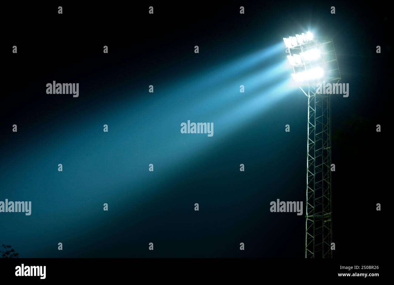 Light beam from station light at Lyngby's stadium in Copenhagen Stock ...