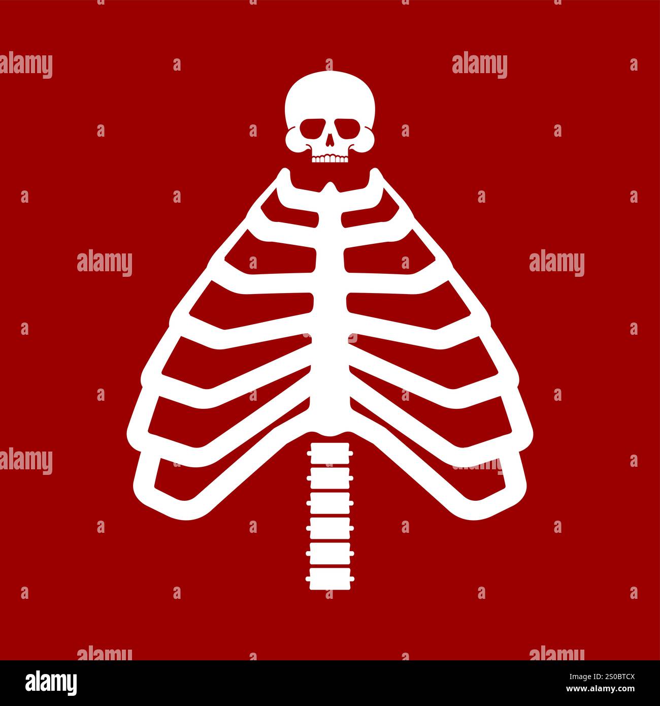 Christmas tree skeleton ribcage. Anatomical new year: bones and skull ...