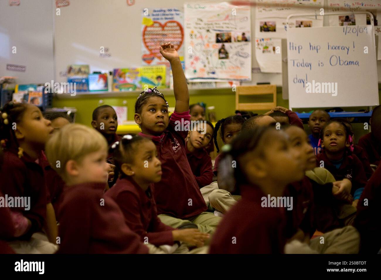 Kindergarten and first grade students in a charter school classroom in ...