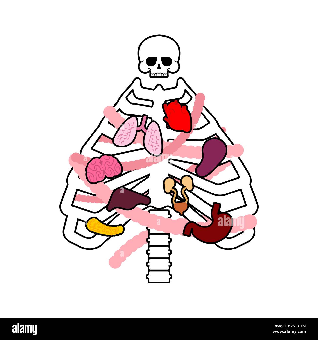 Christmas tree skeleton ribcage. Anatomical new year: bones and skull ...