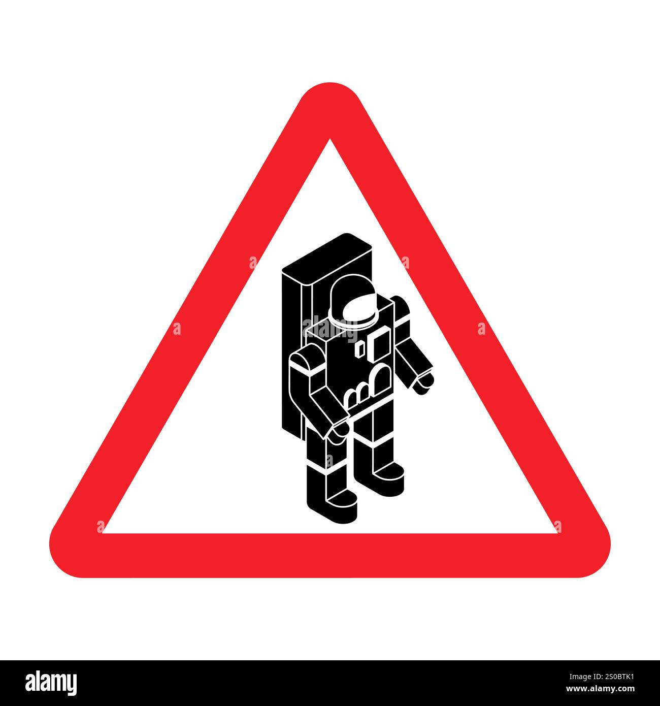 Attention Cosmonaut. Caution Astronaut. Red road sign triangle Stock ...