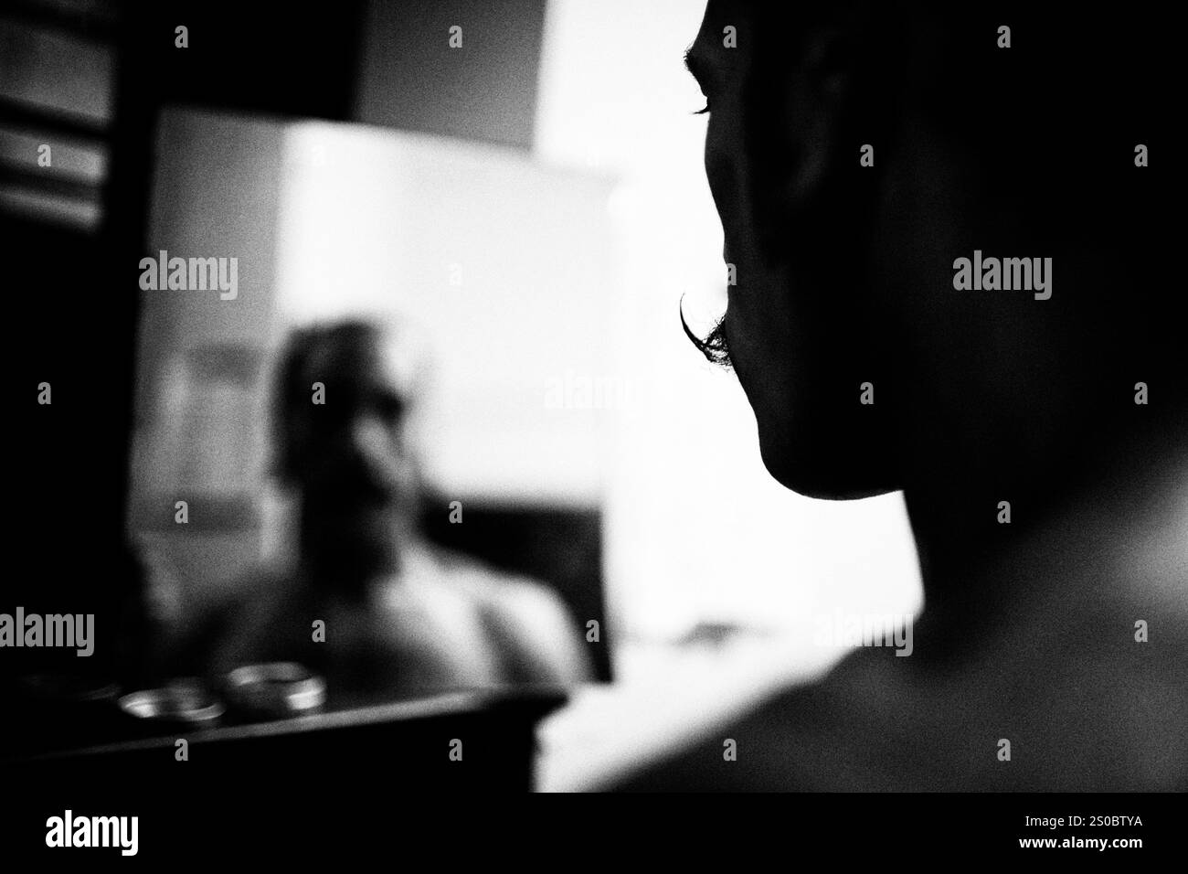 Richard Siday prepares before a Spielpalast Cabaret theater performance ...