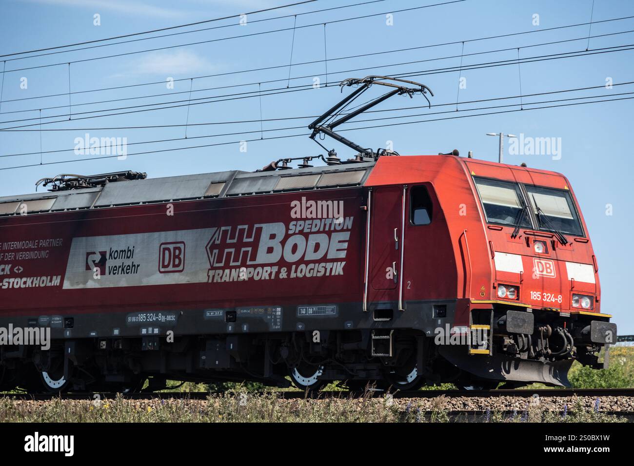 A freight train of DB (Die Deutsche Bahn) seen in Peberholm.Peberholm ...