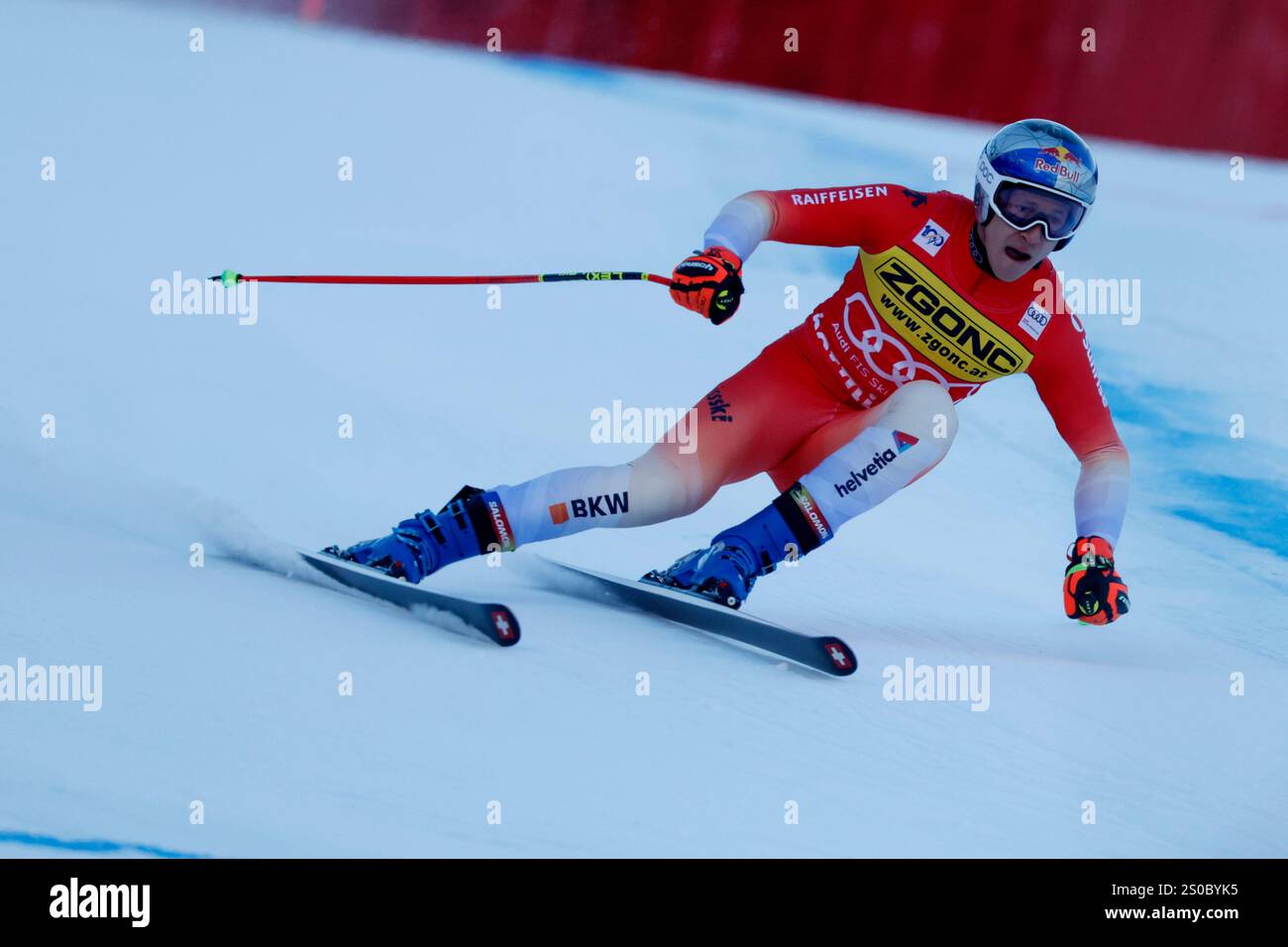Switzerland's Marco Odermatt speeds down the course during an alpine ...