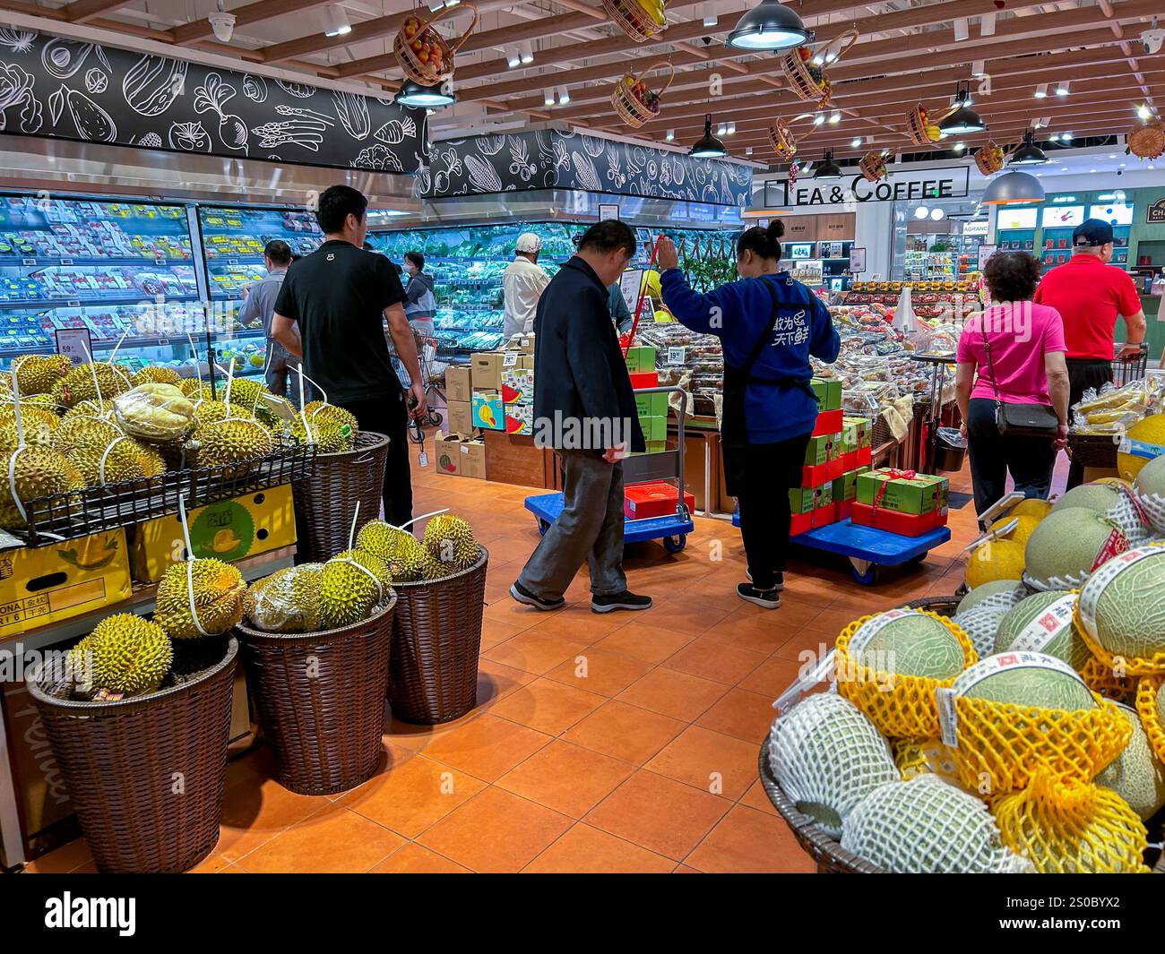 Shanghai, China, Group People, Shopping inside Modern Large Chinese ...