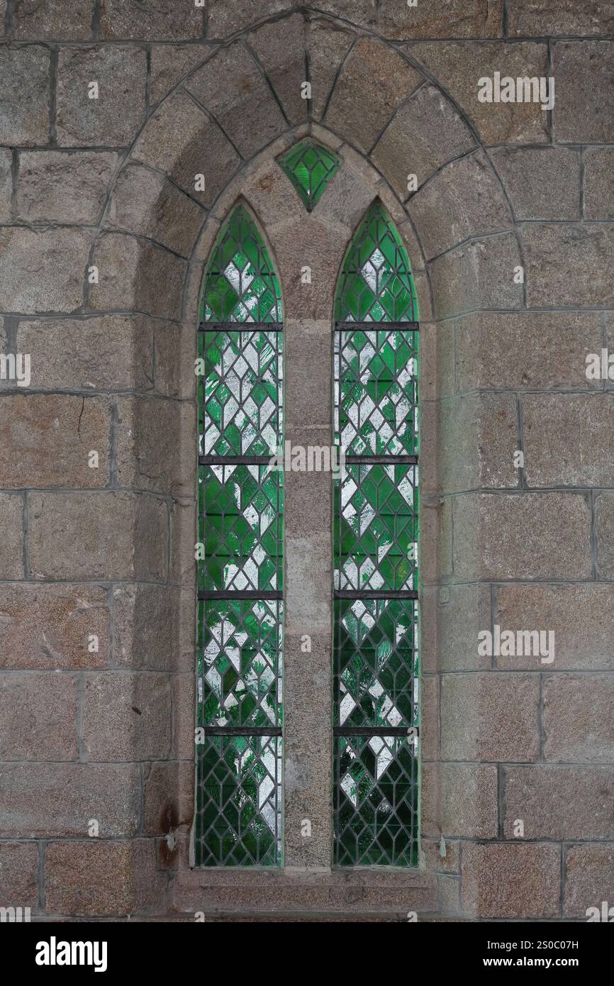 128 Y tracery, stained-glass lancet window, Guests Room south wall, La ...